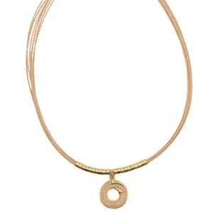 NART NATURE MAKING ART The Spiral Buriti Natural Fiber Necklace Small - Gold
