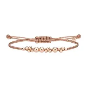 ECCE ARTISAN DIAMONDS 14k Rose Gold Dancing Bubble Ball Bracelet W/ Rope - Red