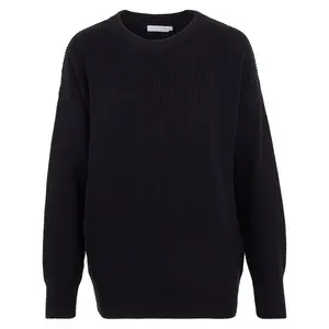 PAUL JAMES KNITWEAR Cotton Ribbed Crew Neck Jumper - Black