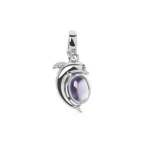 FREQNC ATELIER Mini Dolphin Charm Silver Amethyst - Purple