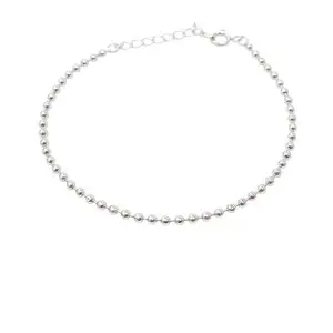 HARFI Ball Bead Chain Minimalist Dainty Sterling Bracelet - Silver