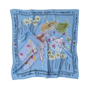 LOST PATTERN New York In Sketches Silk Scarf - Blue