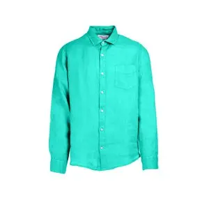 Haris Cotton Long Sleeved Front Pocket Linen Shirt Island - Green
