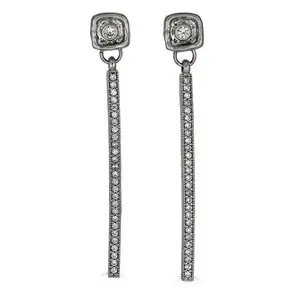 LONI PAUL JEWELRY Crystal Bar Earrings - Silver