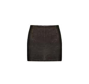 MAISON SEL Distressed Effect Super Mini Leather Skirt - Grey