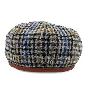 DORIA 1905 Check Fabric Beanie With Leather Trim - Black