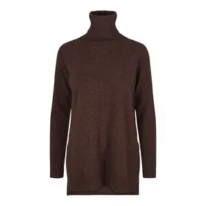 TIRILLM Abby A Line Long Turtle Neck Pullover, Dark Melange - Brown