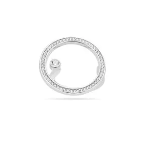 MEULIEN Large Open Circle Ring With Floating Cz Stud - Silver