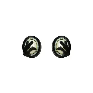 GISSA BICALHO Acrylic Handmade Earring Short Coral And Pearl Black