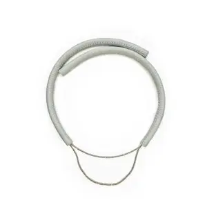 WAIWAI Leather Choker With Glass Beads - White