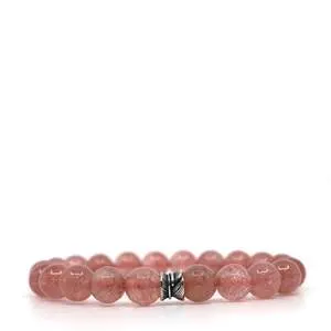 Shar Oke Pink / Silver Strawberry Quartz & Sterling Silver Bracelet - Pink/silver