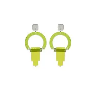 TOOLALLY Art Deco Chandelier Earrings Glitter, Lime Zest & Citrus - Green
