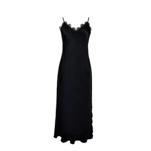 SASHA LA MER Elisabeth Silk Slip Dress, Color Shadow Pearl - Black