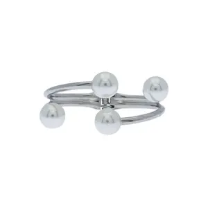 Saachi Hinged Pearl Cuff Bracelet - Silver