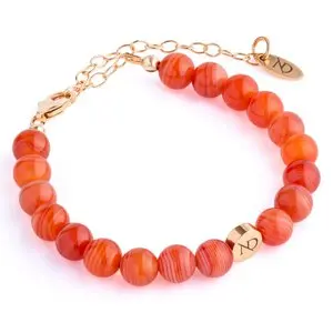 N'DAMUS LONDON Adjustable Carnelian Gemstone Bracelet & Gold Chain - Red