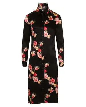 SOPHIE CAMERON DAVIES Peony Silk Midi Dress - Black
