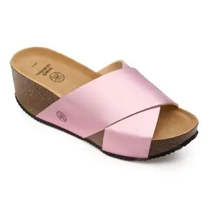 BEDROOM ATHLETICS Caballe -wedge Crossover Metallic Slider - Pink