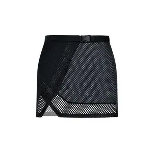 KIM FOLEY Shortie Sarong Beach Cover-up Athletic Wrap Skirt - Black