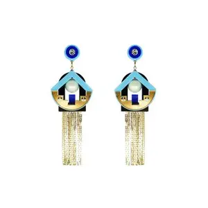 GISSA BICALHO Handmade Acrylic Earring Maya - Blue