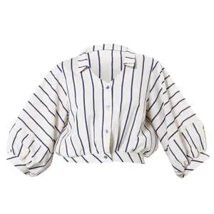 METAMORPHOZA Oversize Linen Short Top On Stripes - Blue