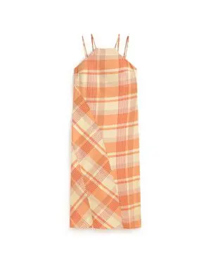 THINKING MU Long Plaid Dress Helia - Orange