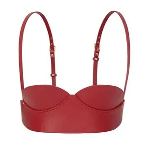 HAUTE CUIR Leather Venus Open Cup Harness - Red