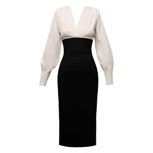 ALINA CERNATESCU V-neck Midi Dress - Black