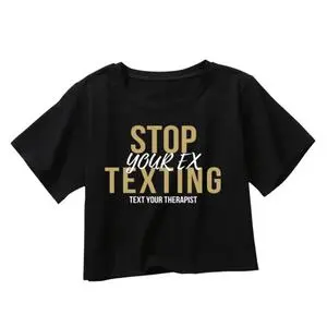 REJECTED HEARTS CLUB Stop Texting Your Ex Crop T Shirt - Black