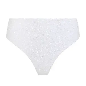 SELF-ADORE Eternal Hand-beaded Embellished High-waisted Bikini Bottom - White