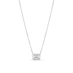 SHYMI Mini Bezel Solitaire Necklace Emerald - Silver