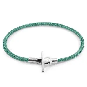 ANCHOR & CREW Mint Cambridge Silver & Rope Bracelet - Green