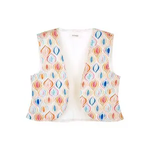 STOVARIA Artful Teardrop Cotton-linen Vest – Statet Waistcoat - White