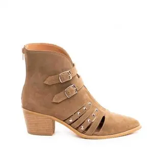 THE 5TH ELEMENT Neutrals Nova Western Ankle Boots In Taupe Suede - Black