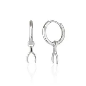 SPERO LONDON Wishbone Drop Charm Sterling Earrings - Silver