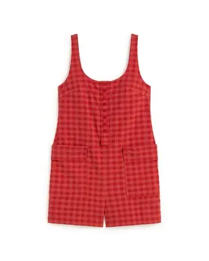 THINKING MU Maud Seersucker Jumpsuit - Red