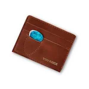 VIDA VIDA Guitar Plectrum Leather Card Holder You Rock Tan - Brown