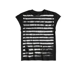 OTHER UK Over Print Stripe Rocker Tee - Black
