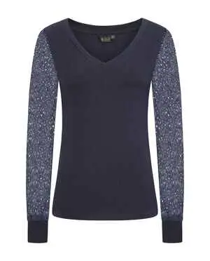 SOPHIE CAMERON DAVIES V-neck Lace Sleeve Top - Blue