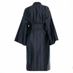 DECOFLUX HOME Cotton Sateen Kimono Robe Etno Baltic - Blue