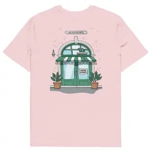 ANCHOR & CREW Cotton Gustatory Coffee & Chats Organic Cotton Embroidered T-shirt - Pink