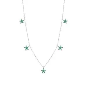 SPERO LONDON Green Star Sterling Charm Necklace - Silver