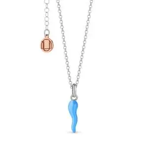 UNALOE Sterling Silver Enamel Cornicello Necklace - Silver/blue