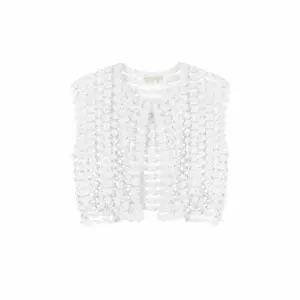 Saachi Floral Shell Pearl Capelet - White