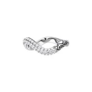 VANIMY Pavé Wavy Enamel Statet Stacking Ring - Silver
