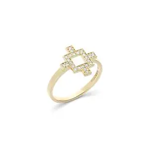 SHEIDA FARROKHI Minimal Flower Ring Solid Yellow Gold Diamonds - Gold/yellow