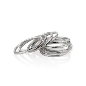 CARTOGRAPHY Grey / Silver Hammered Pair Of Sterling Silver Rings - Grey/silver