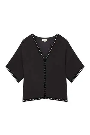 LITTLE LIES Lita Studded Satin Tee