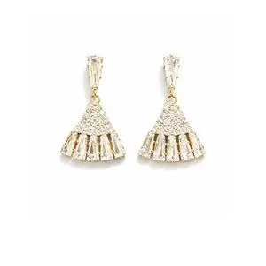 MAISON DE GALA Radiant Fan Crystal Drop Earrings - Gold