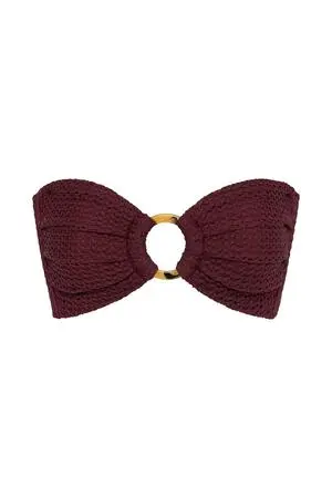 MONTCE Maroon Crochet Tori Ties Bandeau Bikini Top - Red