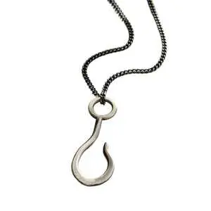 POSH TOTTY DESIGNS Oxidised Sterling Hook Necklace - Silver